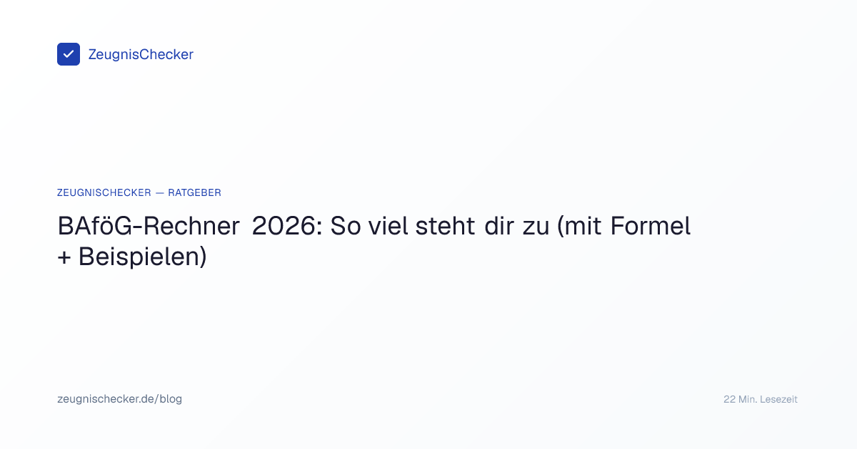 BAföG Rechner 2026 — BAföG berechnen, Formel & Beispiele